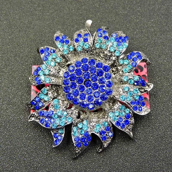 Source Unknown | Jewelry | Shiny Sparkling Blue Crystal Flower Brooch ...